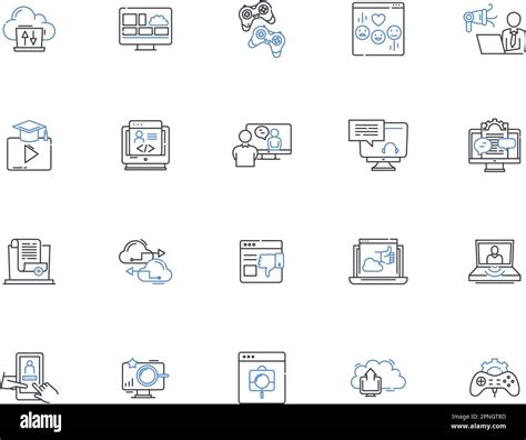 Communication Technology Line Icons Collection Internet Wifi Smartph Bluetooth Satellite