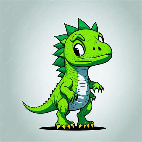 Premium Vector Cartoon Green Dinosaur Vector Illustration White