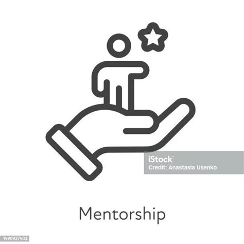 개요 스타일 Ui 아이콘 비즈니스 컬렉션을 위한 소프트 스킬 벡터 검은 선 그림입니다 멘토링 멘토는 흰색 배경에 분리된 직원 남자 상징을 잡고 있다 기업 교육을 위한 설계
