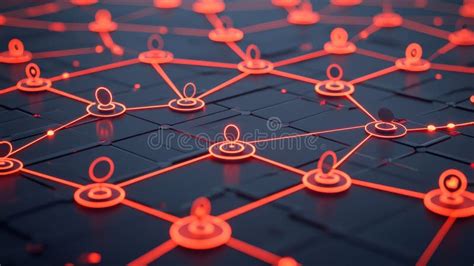 Global Network Connection Red Digital Nodes Abstract Technology Background Stock Illustration