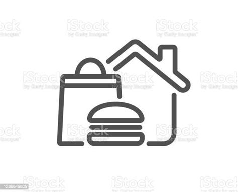 음식 배달 라인 아이콘입니다 홈 사인에서 식사 주문 벡터 0명에 대한 스톡 벡터 아트 및 기타 이미지 0명 가방 고급 Istock