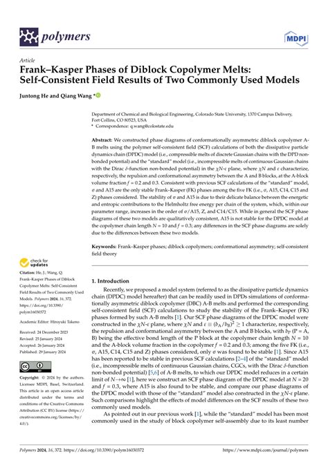 Pdf Frankkasper Phases Of Diblock Copolymer Melts Self Consistent Field Results Of Two