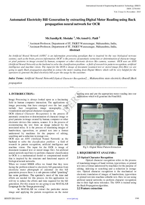 Pdf Automated Electricity Bill Generation By Extracting Digital Meter
