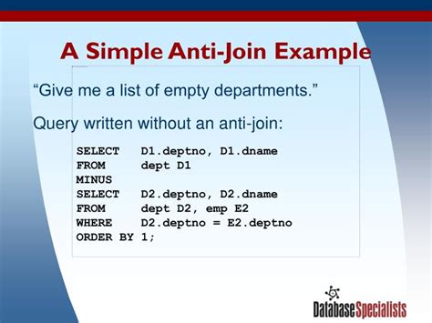 Ppt Speeding Up Queries With Semi Joins And Anti Joins How Oracle