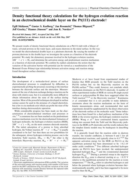 density functional theory calculations for the hydrogen evolution
