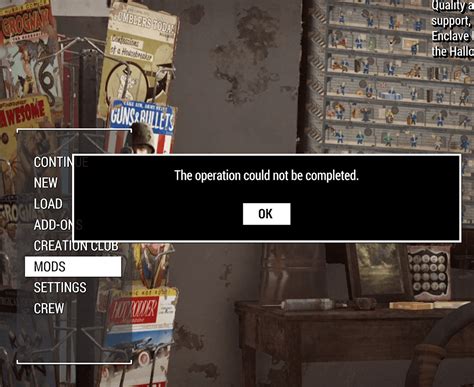 Cant Load Mod Menu Rfallout4modsxb1