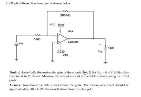 solved 3 [15 pts] given you have circuit shown below