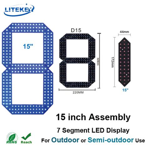 Rohs Approved 15 Inch Assembly 7 Segment Led Display With Waterproof