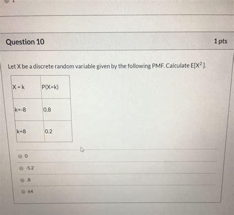 Solved Question Pts Let X Be A Discrete Random Variable Chegg