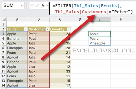 Cree una función FILTRO en Excel con una función