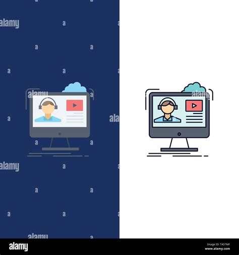 Tutorials Video Media Online Education Flat Color Icon Vector Stock