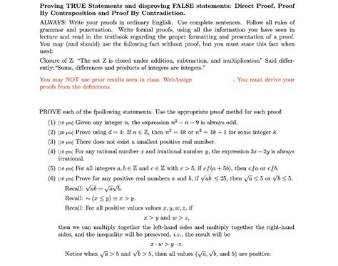 Solved Proving True Statements And Disproving False