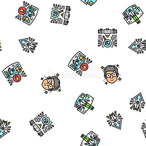 Tech Enthusiast Geek Nerd Man Seamless Pattern Vector Stock Illustration Illustration Of