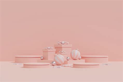 메리 크리스마스 배너 포스터 및 커버 디자인 배경 복사 공간이있는 크리스마스 스튜디오 테이블 룸 제품 디스플레이 3d 일러스트