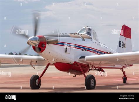A Single Engine Air Tanker Taxis Toward The Runway At The Boise Tanker