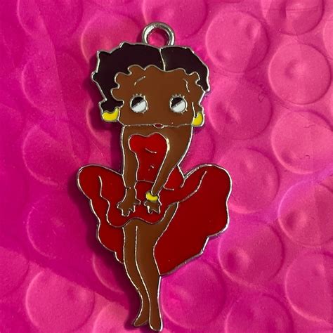 Betty Boop Black African American Silver Alloy Pendants Charms Party