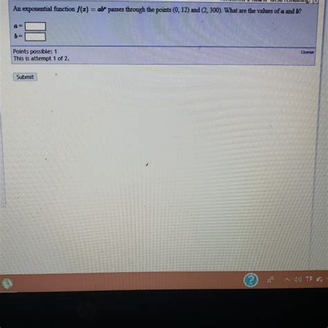 Solved An Exponential Function F X Ab Passes Through The