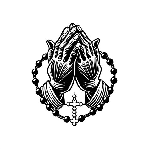 Praying Hands Holding Rosary 54060182 Vector Art At Vecteezy
