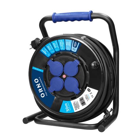 Professional Cable Reel Ip44 4 Sockets 2p E Schuko Rubber Oil