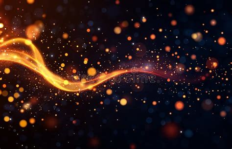 Vibrant Abstract Background With Glowing Orange And Yellow Particles Creating Dynamic Wave