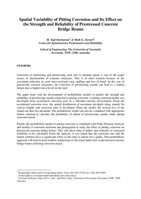 Pdf Spatial Variability Of Pitting Corrosion And Its Influence On