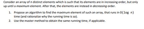 consider an array of n distinct elements which is