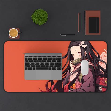 Nezuko Red Background High Quality Desk Mat Gaming Mousepad Etsy