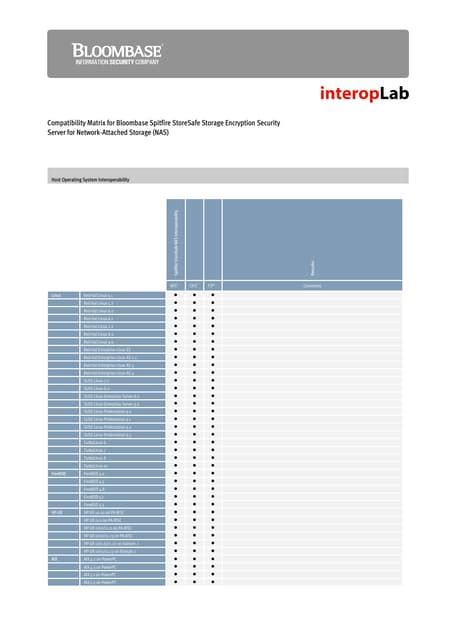 Bloombase Spitfire Storesafe For Nas Compatibility Matrix Pdf