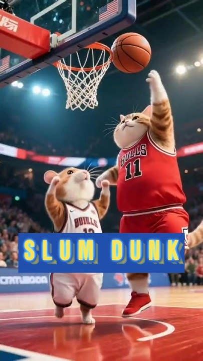 Chubby Orange Cat Slam Dunks 🏀😹 Funnycat Basketballcats