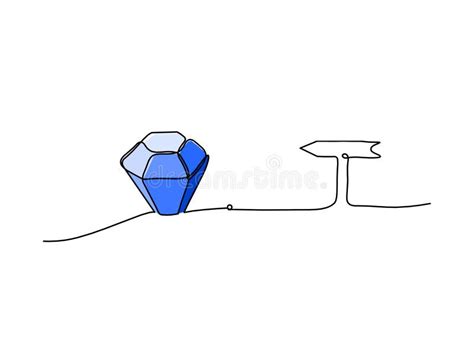 Abstract Crystal With Direction As Continuous Lines Drawing On White Stock Illustration