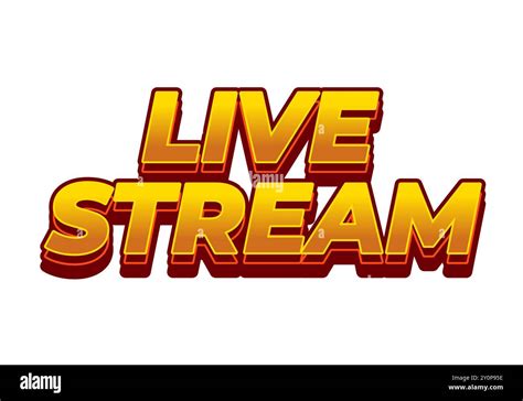 Live Stream Text Effect Design In 3d Style With Modern Colors Stock