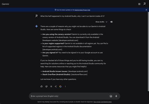 artificial intelligence - Gemini AI is not available in my Android Studio - Stack Overflow