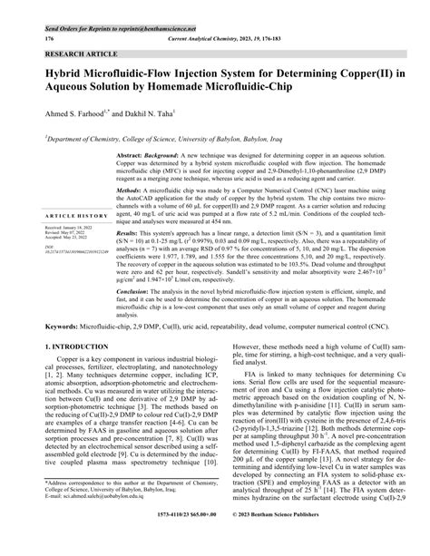 Pdf Hybrid Microfluidic Flow Injection System For Determining Copper
