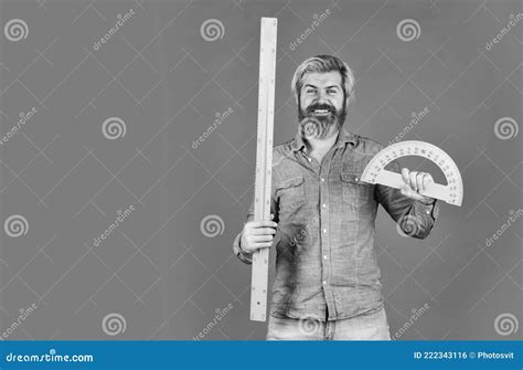 Ready For Engineering Tool For Graphics Mature Bearded Man Hold