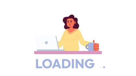 Animated Freelance Programmer Loader Lady With Laptop Flash Message K Video Footage Color