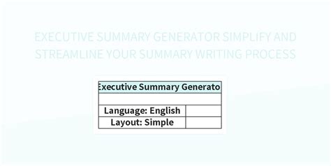 Free Executive Summary Generator Templates For Google Sheets And Microsoft Excel Slidesdocs