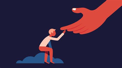 Compassionate Voice A Large Warm Hand Reaching Down To Gently Pull Up A Small Figure Sitting In