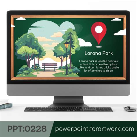 เทมเพลตพื้นหลังกระดานดำ Powerpoint พื้นหลังการ์ตูน ท่องเที่ยวสวนสาธารณะ การ์ตูนสื่อการสอนภาษา