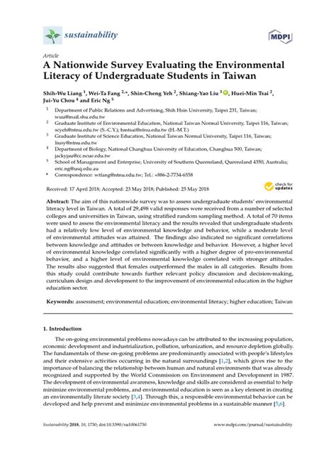 A Nationwide Survey Evaluating The Environmental L Pdf Survey Methodology Likert Scale