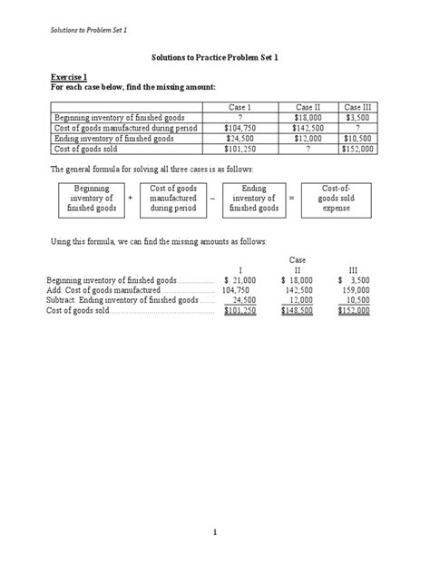 Practice Problem Set 01 With Solution Pdf Cost Of Goods Sold Inventory
