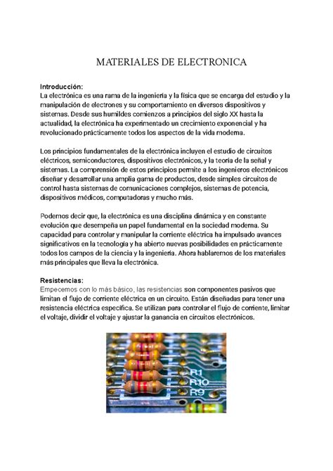 Temas De Programacion Materiales De Electronica Introducción La Electrónica Es Una Rama De La