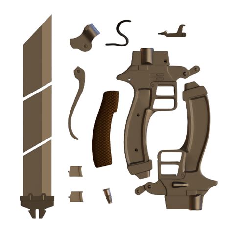 Attack On Titan Odm Gear Sword 3d Print Model Wireframe