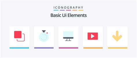 Basic Ui Elements Flat 5 Icon Pack Including Arrow Video Watch Paly Hardware Creative Icons