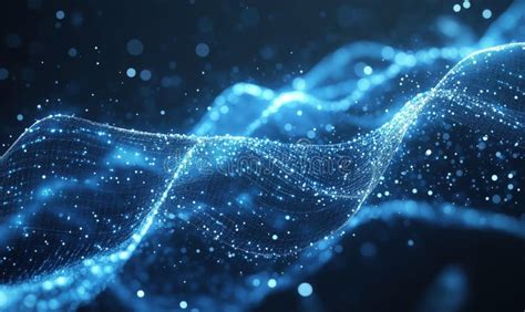 Abstract Blue Wave With Glowing Particles Creating A Digital Landscape Stock Image Image Of
