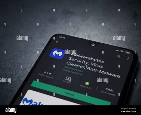 Lod Israel July 8 2020 Malwarebytes Security App Play Store Page On The Display Of A Black