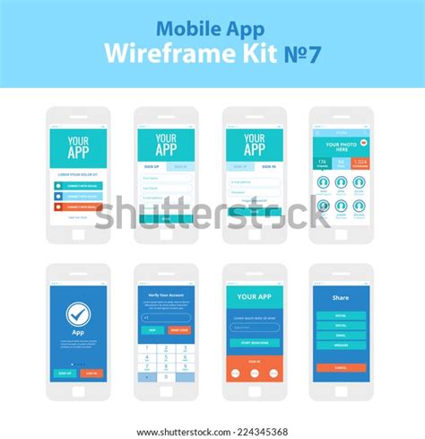 Mobile App Wireframe Ui Kit 7 스톡 벡터 로열티 프리 224345368 Shutterstock