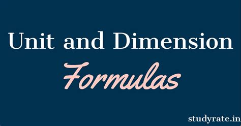 Units And Dimensions All Formulas Class 11 Physics For Jeeneet Pdf Study Rate