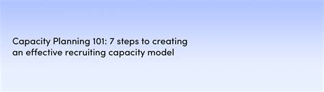 Webinar Capacity Planning Steps To Creating An Effective Recruiting Capacity Model