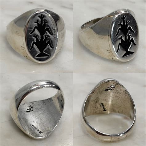 Hopi Silver Signet Ring Corn Noir Online