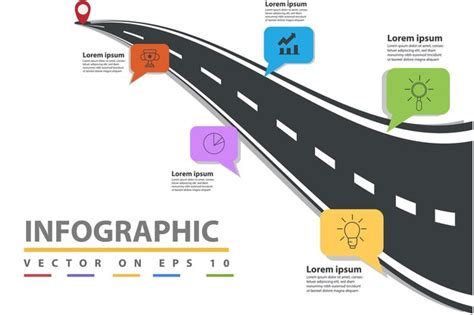 5단계 비즈니스를 위한 인포그래픽 템플릿입니다 도로 여행 개념 로드맵 프로세스 다이어그램 벡토 프리미엄 벡터